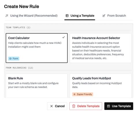 team templates user guide rulebricks
