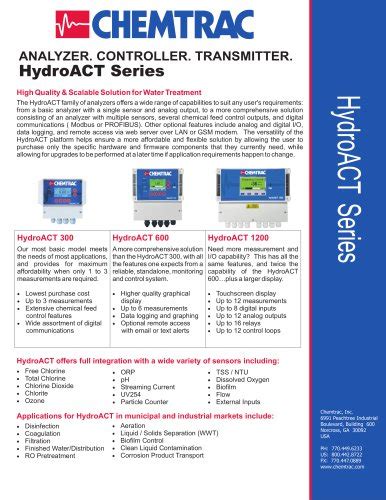 Chlorine Residual Analyzer Chemtrac Pdf Catalogs Technical