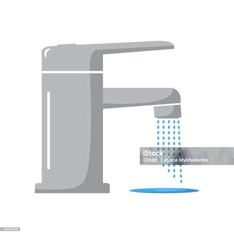 수돗물 아이콘 오픈 탭에서 물이 쏟아지고 있습니다 흰색 배경에 격리된 요소입니다 벡터 이미지입니다 플랫 스타일 0명에 대한 스톡 벡터 아트 및 기타 이미지 Istock