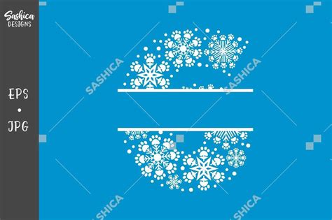 snowflake with paw prints split number 6 graphic by sashica designs
