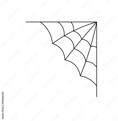 Vector Isolated One Single Simple Minimal Decorative Spider Web Corner Right Angle Colorless