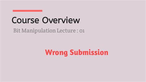 L 01 Course Overview Bit Manipulation Bangla Youtube