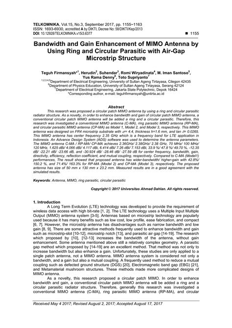 Bandwidth And Gain Enhancement Of Mimo Antenna By Using Ring And