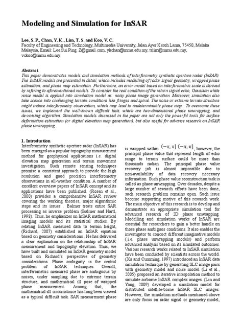 Modelling And Simulation For Insar Pdf Interferometry Simulation