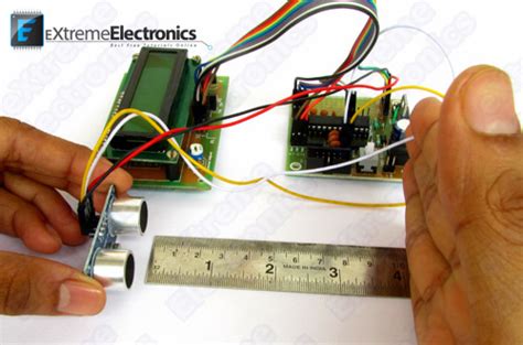atmega8 hcsr04 demo extreme electronics