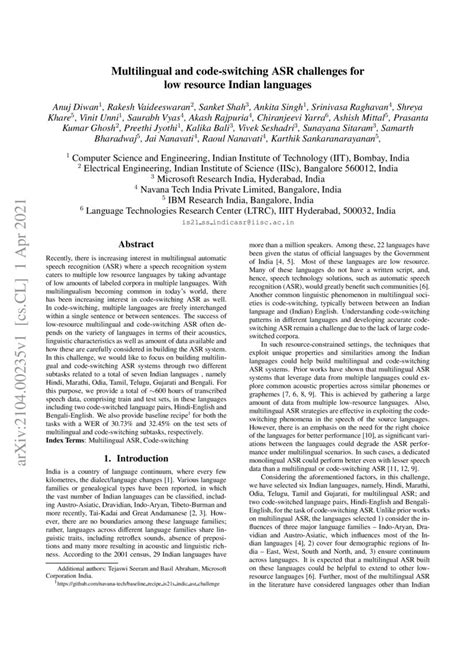 multilingual and code switching asr challenges for low resource indian