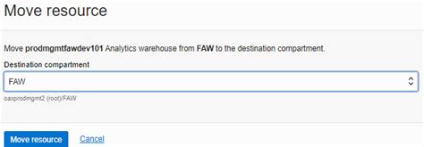 Move The Oracle Fusion Analytics Warehouse Instance To Another Compartment