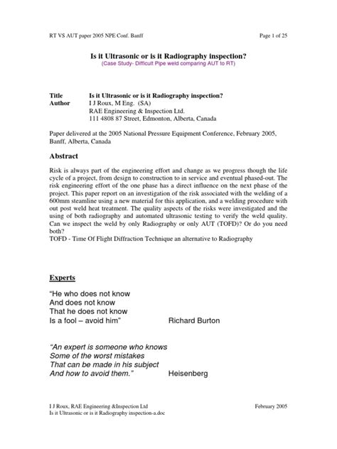 PDF Is It Ultrasonic Or Is It Radiography Inspection DOKUMEN TIPS