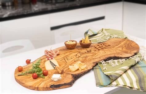 Engraved Extra Large Olive Wood Charcuterie Board Handcrafted