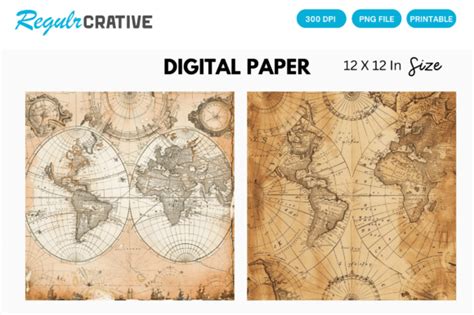 Antique Maps Digital Paper Backgrounds Graphic By Regulrcrative