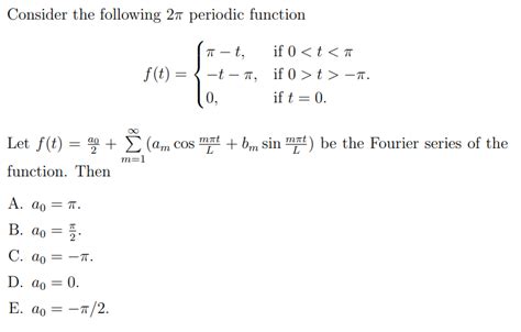 Solved Consider the following 2π periodic function Chegg com