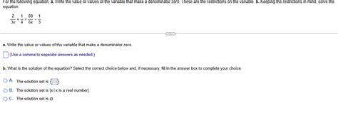 Solved For The Following Equation A Write The Value Or Chegg Com