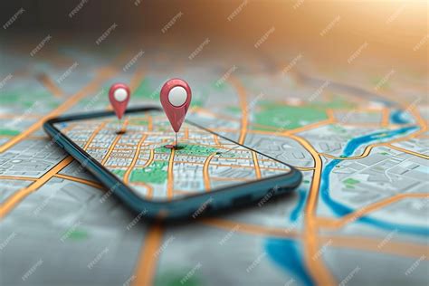 Premium Photo Colorful Pinpoint Markers On Gps Navigation Map Displayed On Smartphone