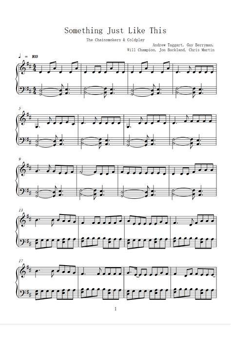 Something Just Like This Arr Andrew Taggart By The Chainsmokers