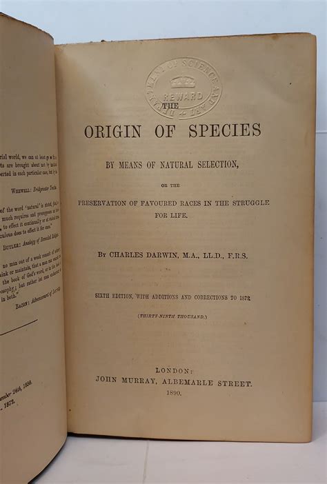 The Origin Of Species By Means Of Natural Selection Or The Preservation Of Favoured Races In