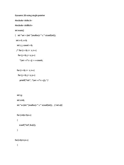 Dynamic 2d Using Single Pointer 7 Pdf Programming Paradigms