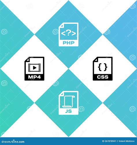 Set Archivo Mp Documento Js Php E Icono Css Vector Ilustración del Vector Ilustración de