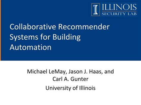 Collaborative Recommender Systems For Building Automation Ppt Technology And Computing