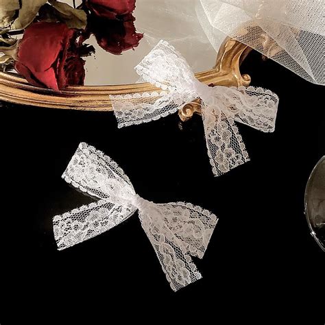 Sweet Cool Girls White Lace Bowknot Hairpin Weeding Clips Side Bangs