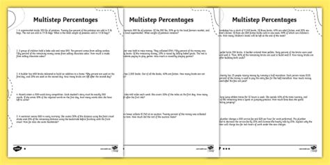 Multistep Percentages Differentiated Word Problems For 6th 8th Grade