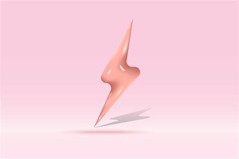 3d 천둥 볼트 플래시 번개 기호 분홍색 배경에 격리 현실적인 볼트 위험 번개 기호 3d 벡터 렌더링 그림 3차원 형태에 대한 스톡 벡터 아트 및 기타 이미지 Istock