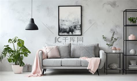 现代简约风格客厅布置高清摄影大图 千库网