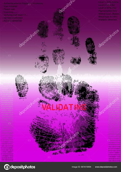 Hand Placed Biometric Scanner Authenticating Access Stock Vector By