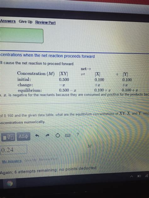 Based On A Kc Value Of And The Given Data Chegg