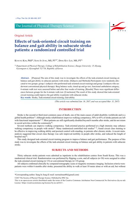pdf effects of task oriented circuit training on balance and gait