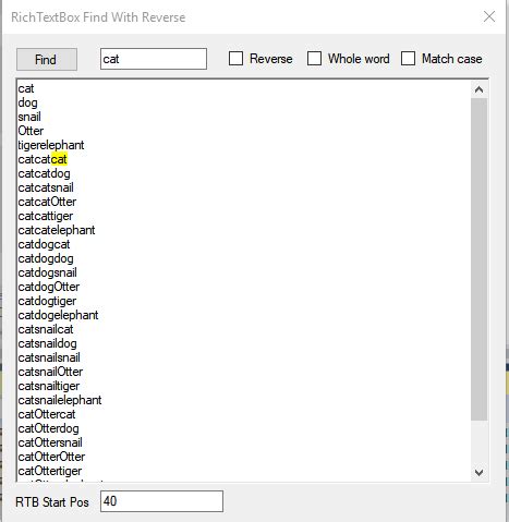C How To Find Text In A Richtextbox Going Reverse Stack Overflow