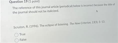 Solved Question 19 1 ﻿pointthe Reference Of This Journal