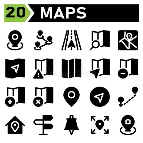 Maps Icon Include Map Location Marker Navigation Route Maps Direction