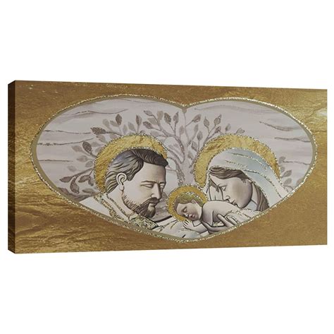 Quadro Sacra Famiglia Albero Della Vita Argento Su Tela Oggettando