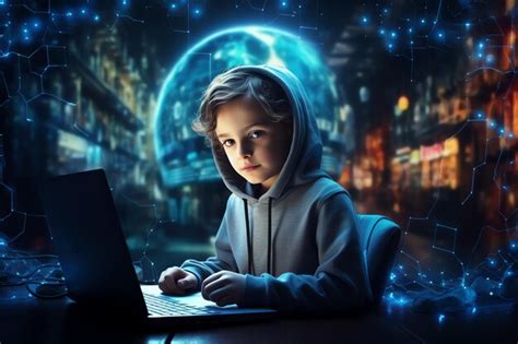 Premium AI Image Coding And Programming Smart Kid In Babe