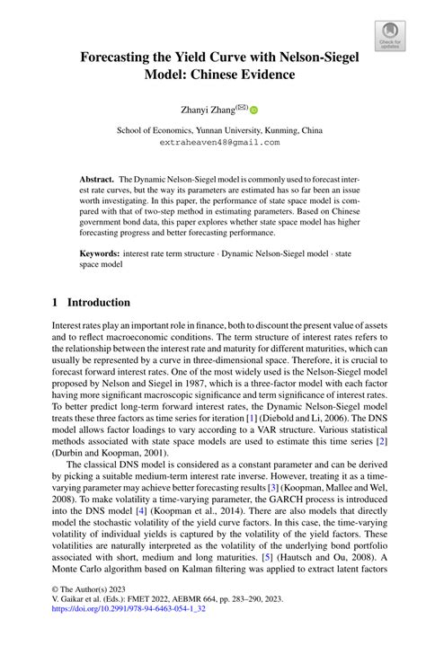 Pdf Forecasting The Yield Curve With Nelson Siegel Model Chinese Evidence