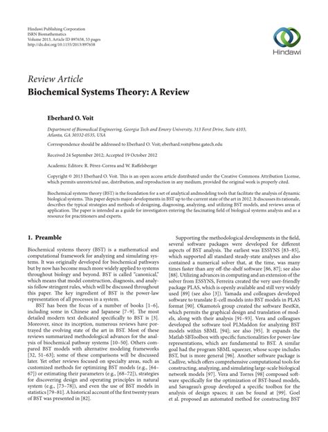 Pdf Biochemical Systems Theory A Review