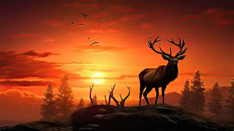 Bull Elk Bugling Silhouette