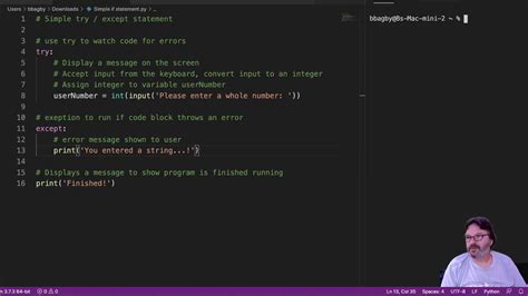 Try Except Statement Python Youtube