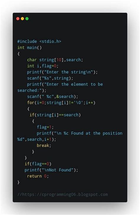 C Program To Search For A Character In A String Artofit