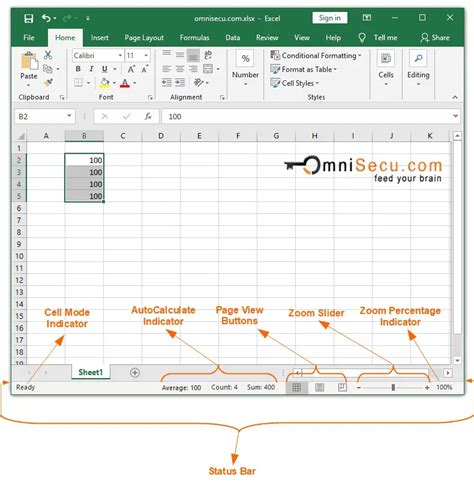 Excel Status Bar In Brief