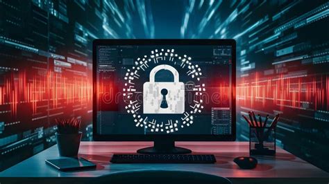 Computer Screen Showing Secure Network Interface With Red Virus Alert Flashing Concept