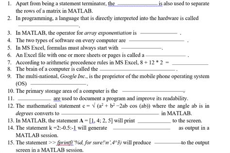 Solved 1 Apart From Being A Statement Terminator The Is