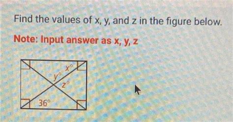 Solved Find The Values Of X Y And Z In The Figure Below Chegg