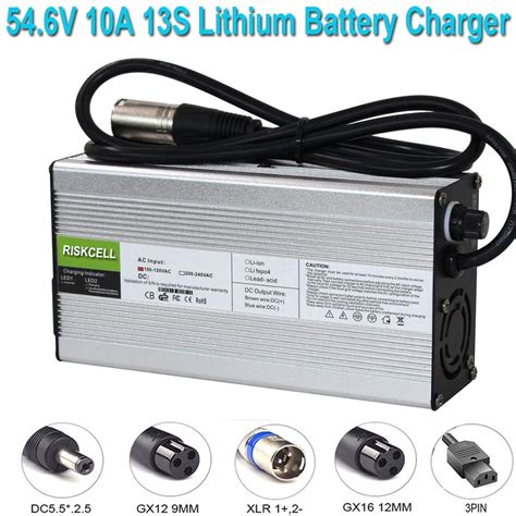 546v 10a 충전기 48 V 10 Amp 리튬 배터리 스마트 실버 알루미늄 케이스 냉각 팬 13s 48 V 리튬 이온 팩