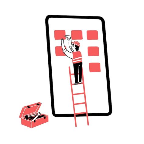 Premium Vector Engineer At Project Application Development On Mobile