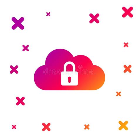 Color Cloud Computing Lock Icon Isolated On White Background Security