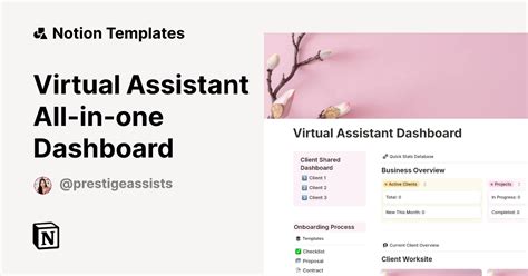 Virtual Assistant All In One Dashboard Template Notion Marketplace