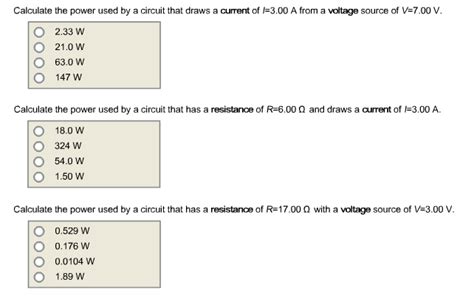 Solved Calculate The Power Used By A Circuit That Draws A Chegg Com