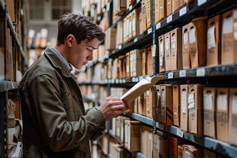 Premium Photo A Man Reading A Book In A Library