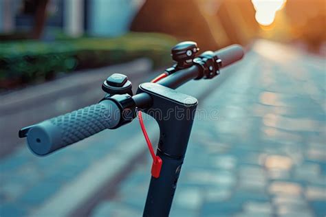A Close Up Shot Of The Handlebars Of An Electric Scooter In An Urban